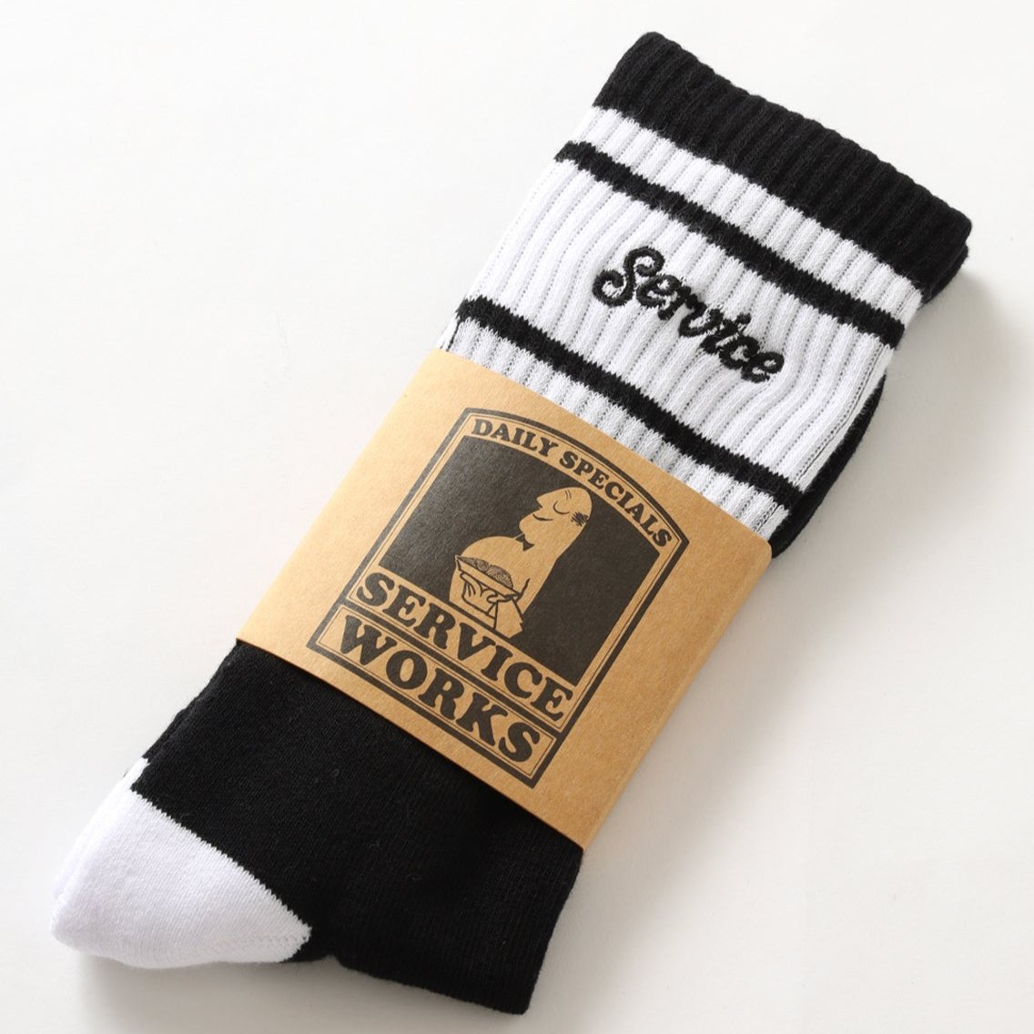 Service Works Logo Ringer Socks Black – Supra